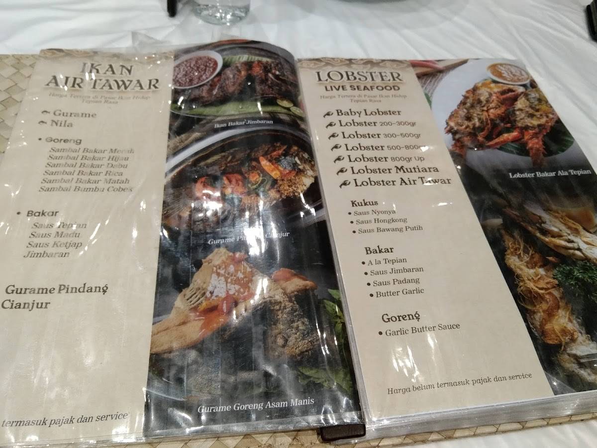 Menu at Tepian Rasa Cirebon restaurant, Cirebon