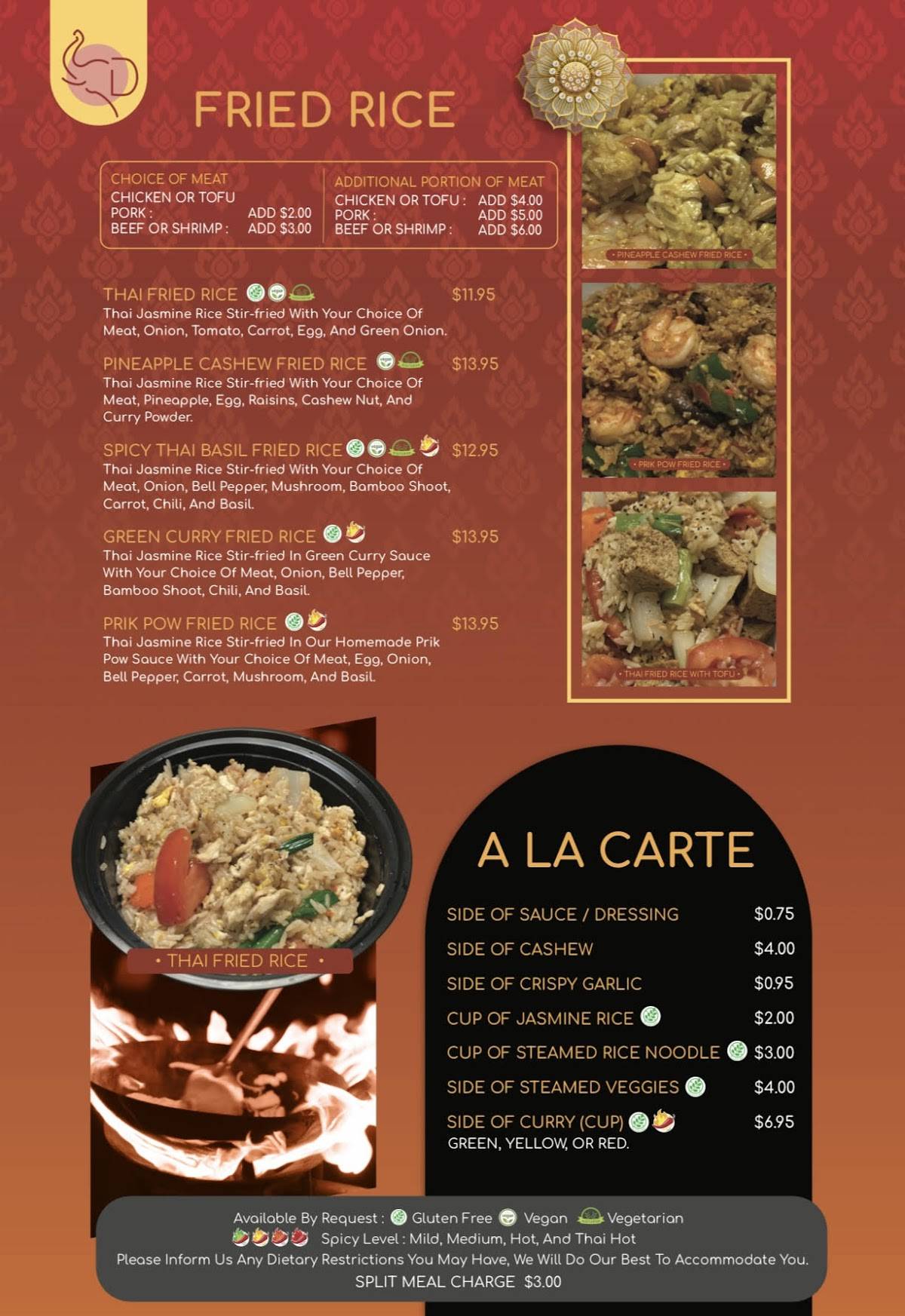 Menu at Thai D'Lish restaurant, Quincy