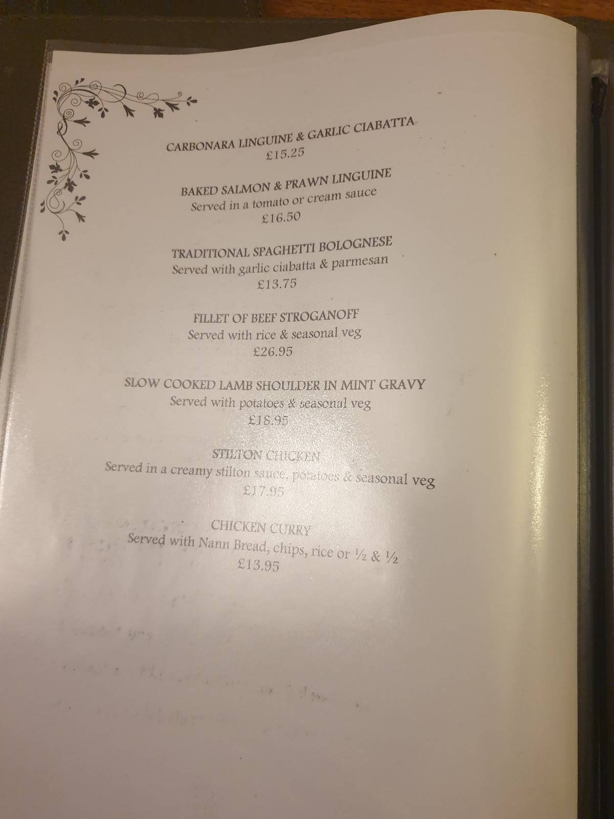 Menu at The Briery restaurant, Workington