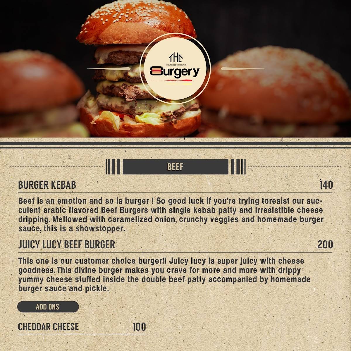 Menu at The Burgery In, Kodungallur