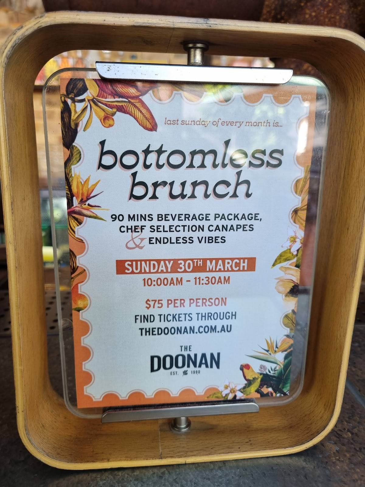 Menu at The Doonan restaurant, Doonan