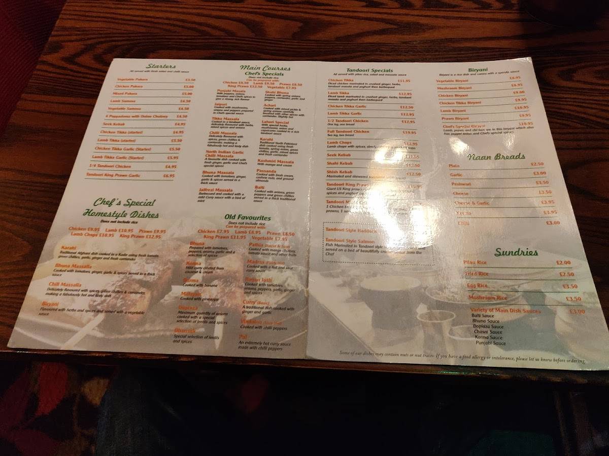 Menu at The Downfield (Doc Stewart's) restaurant, Dundee
