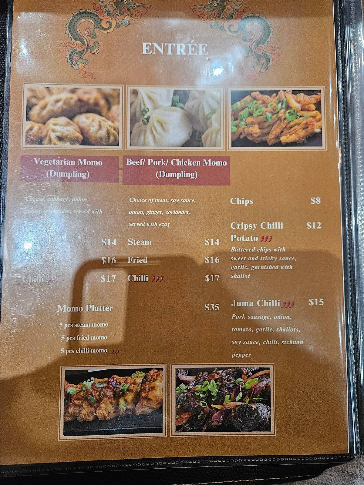 Menu at The Druk Family Restaurant, Mawson