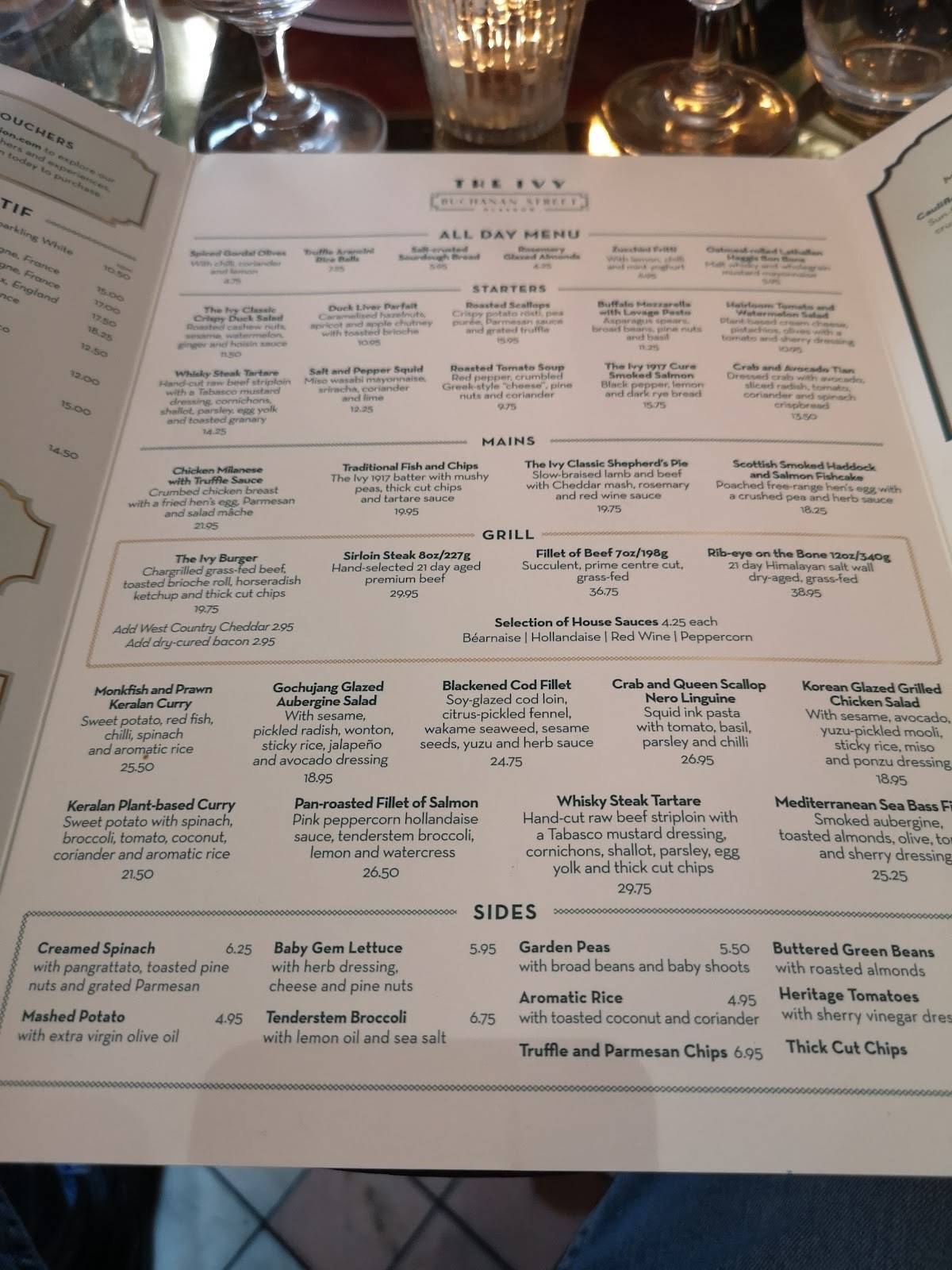 Menu at The Ivy Buchanan Street, Glasgow restaurant, Glasgow, 106 ...