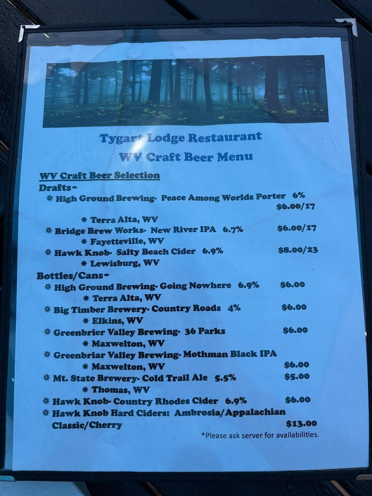 Menu at The Lodge Lakefront Dining restaurant, Grafton