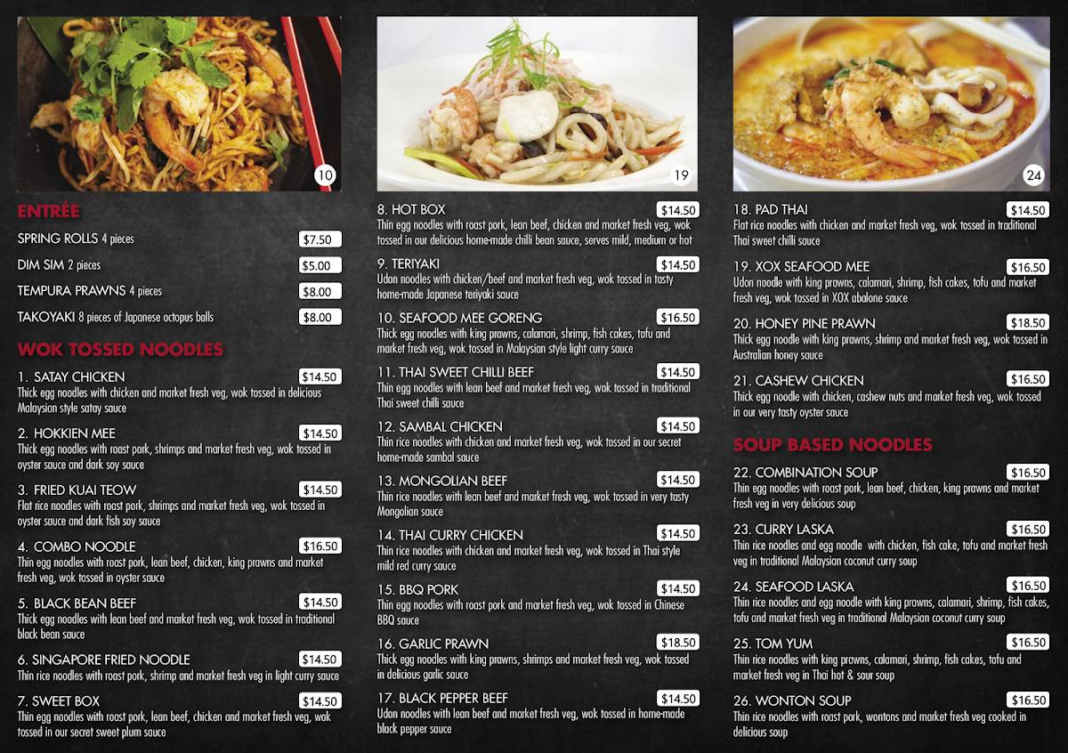 Menu at The Noodle & Sushi Bar, North Mackay