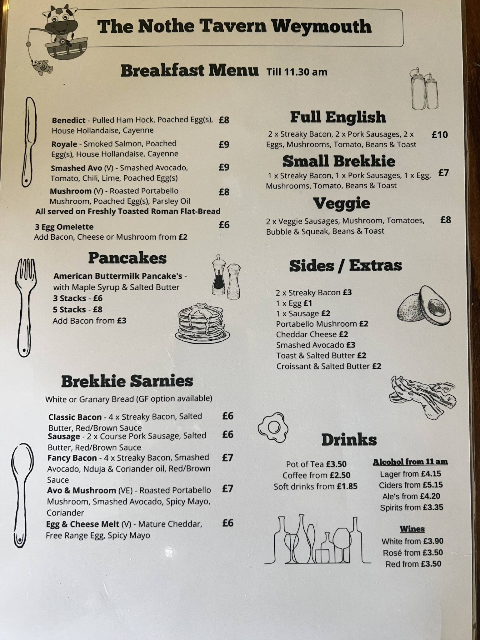 Menu at Nothe Tavern pub & bar, Weymouth