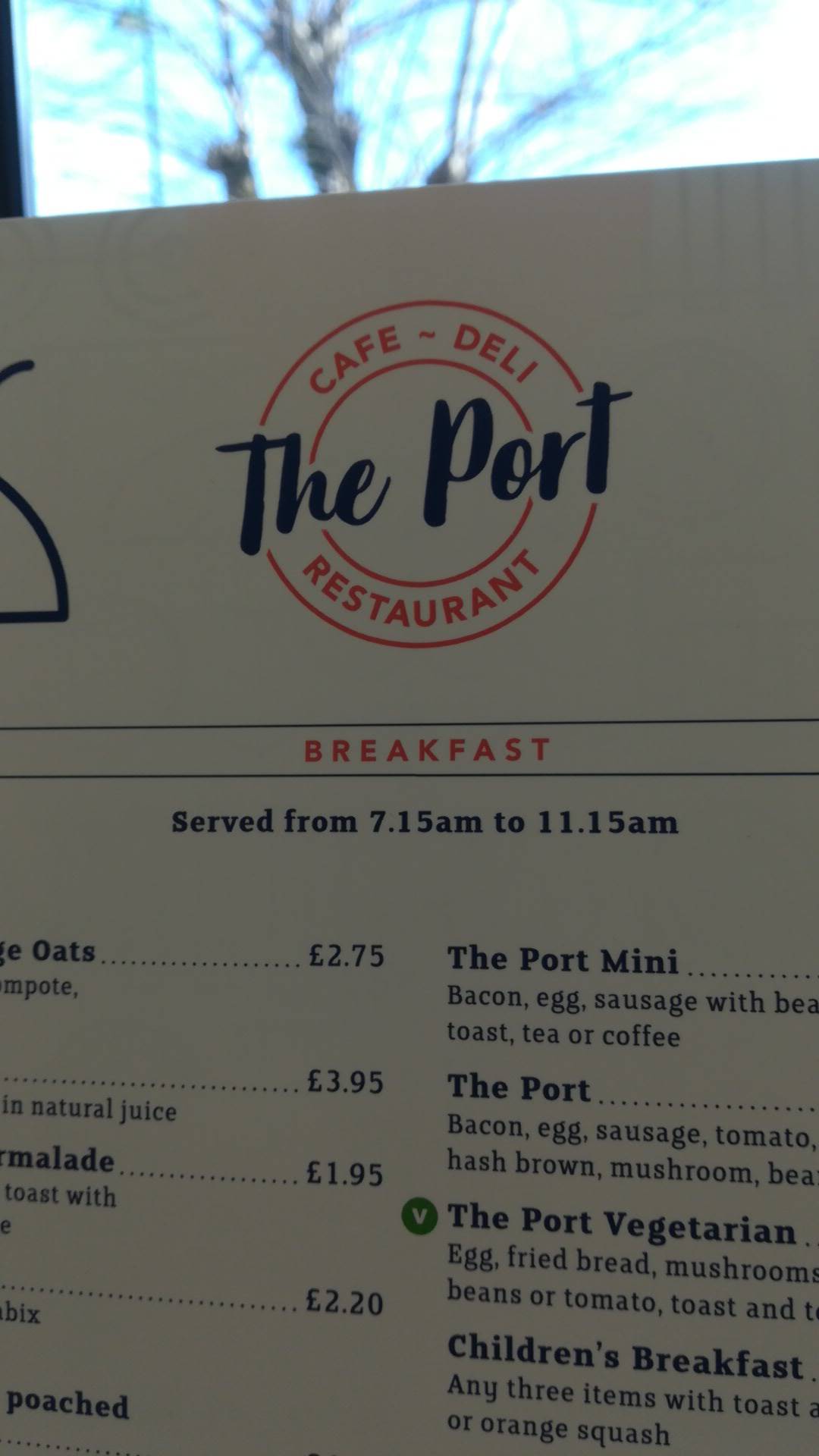 Menu at The Port Cafe Deli & Restaurant, Porthmadog