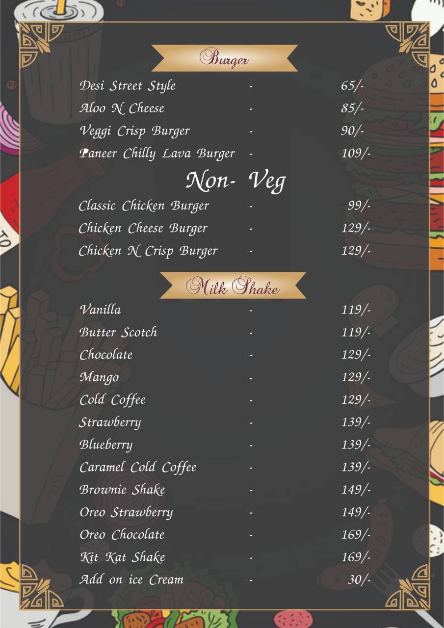 Menu at The Star Cafe, Haldwani