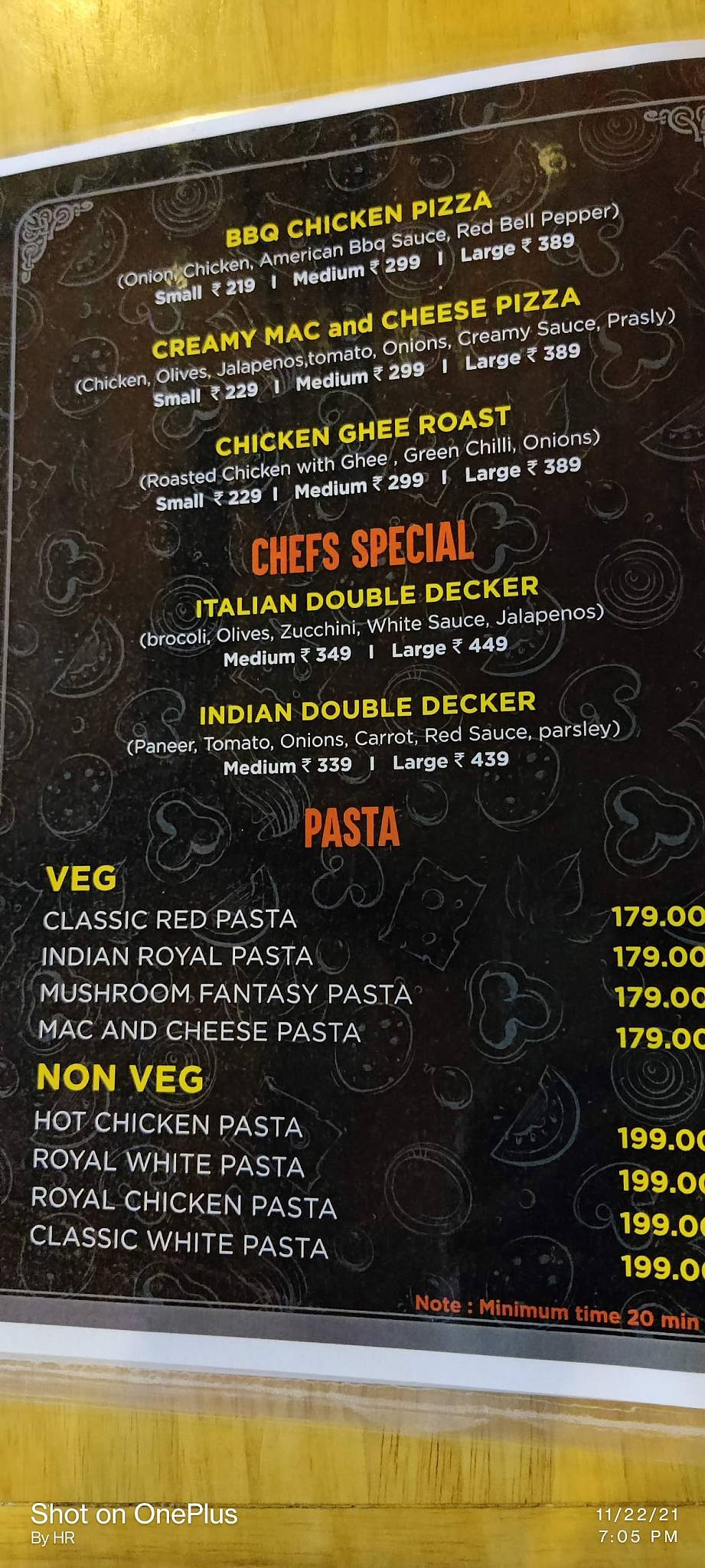Menu at The pizza house, Madanapalle