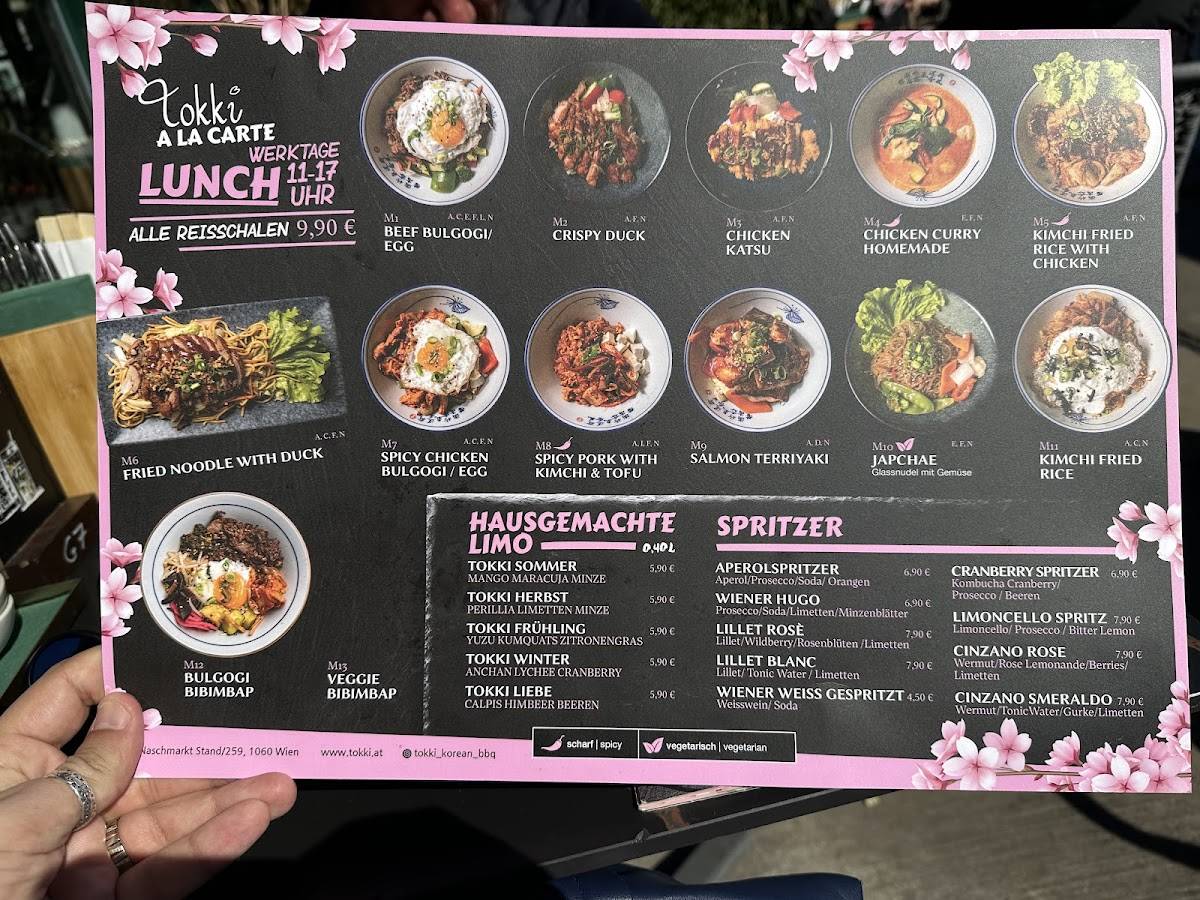 Speisekarte von Tokki Korean BBQ am Naschmarkt, Wien