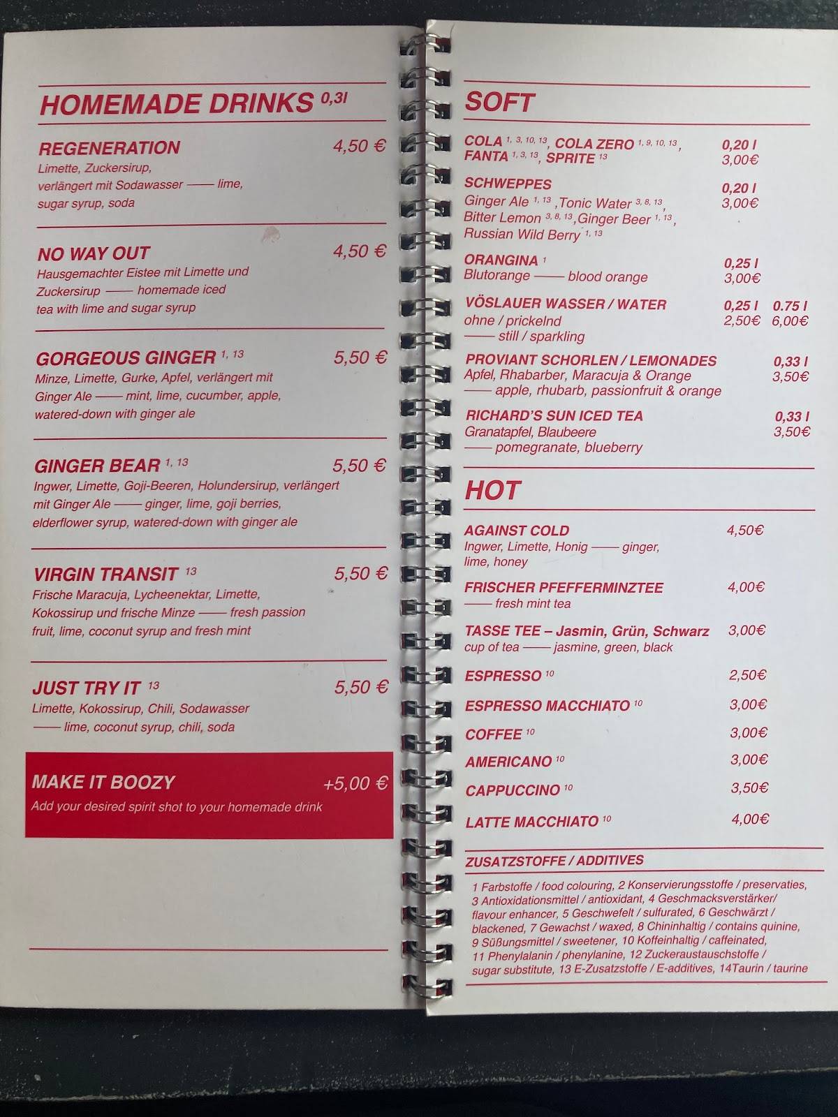 Speisekarte von Transit restaurant, Berlin, Sonntagstraße 28