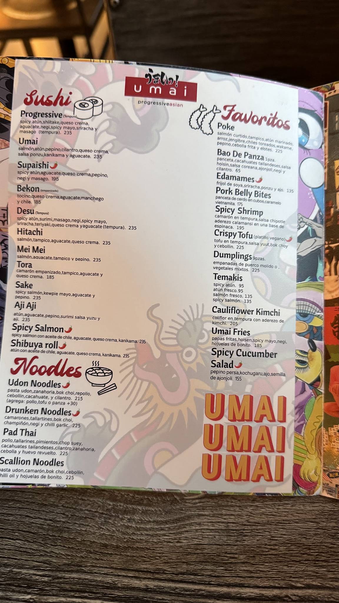 Carta del restaurante Umai Progressive Asian Food, Mexicali, Calz ...