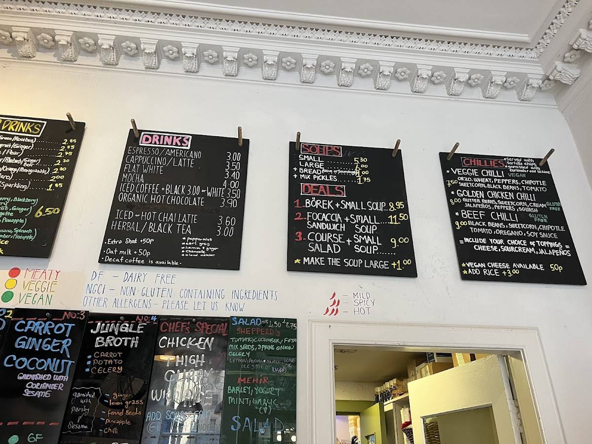 Menu at Union of Genius restaurant, Edinburgh