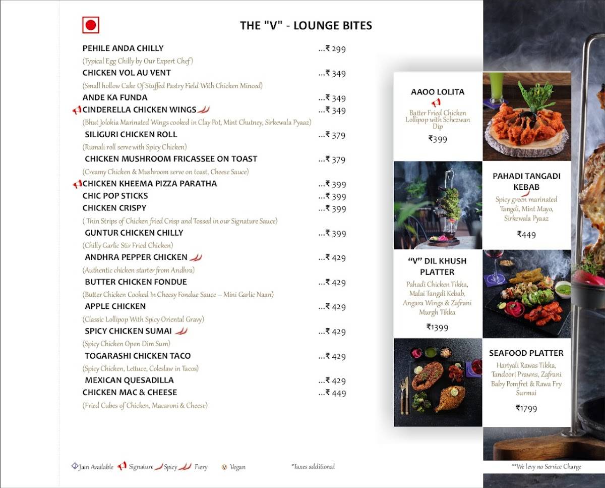 Menu at V Lounge & Deck, Mumbai