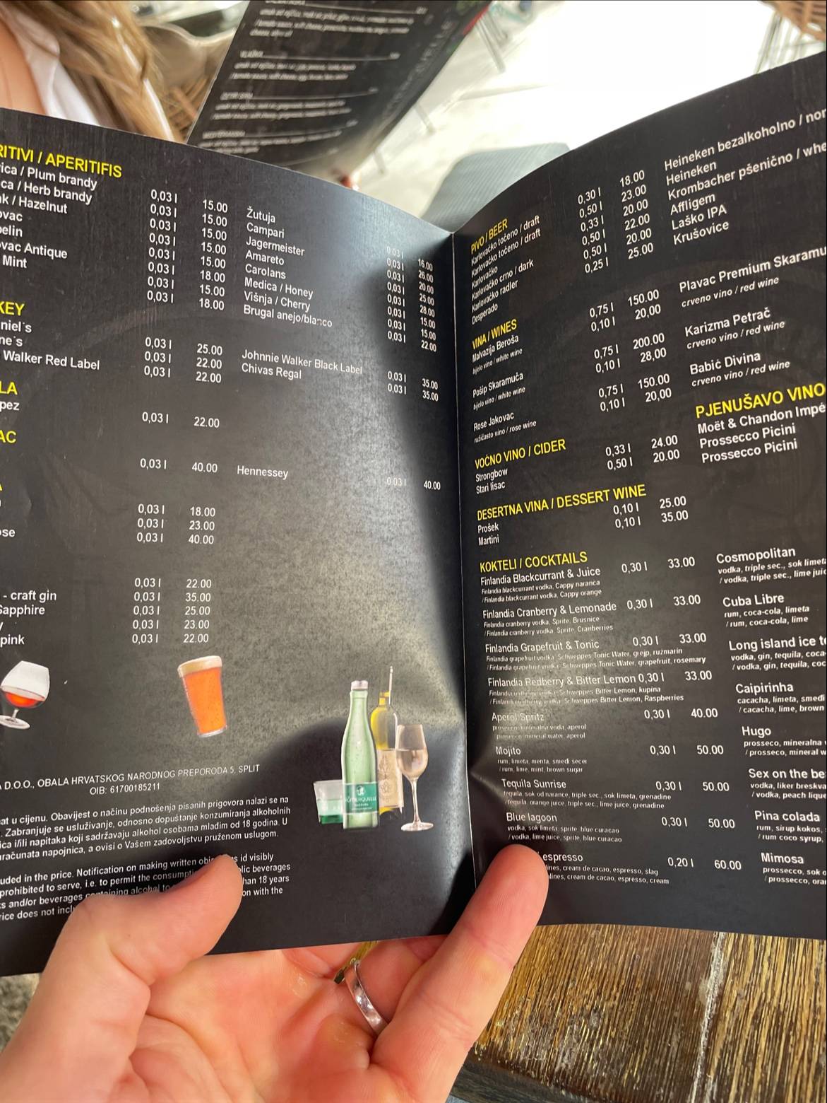 Menu at Restaurant Veneranda Split, Split