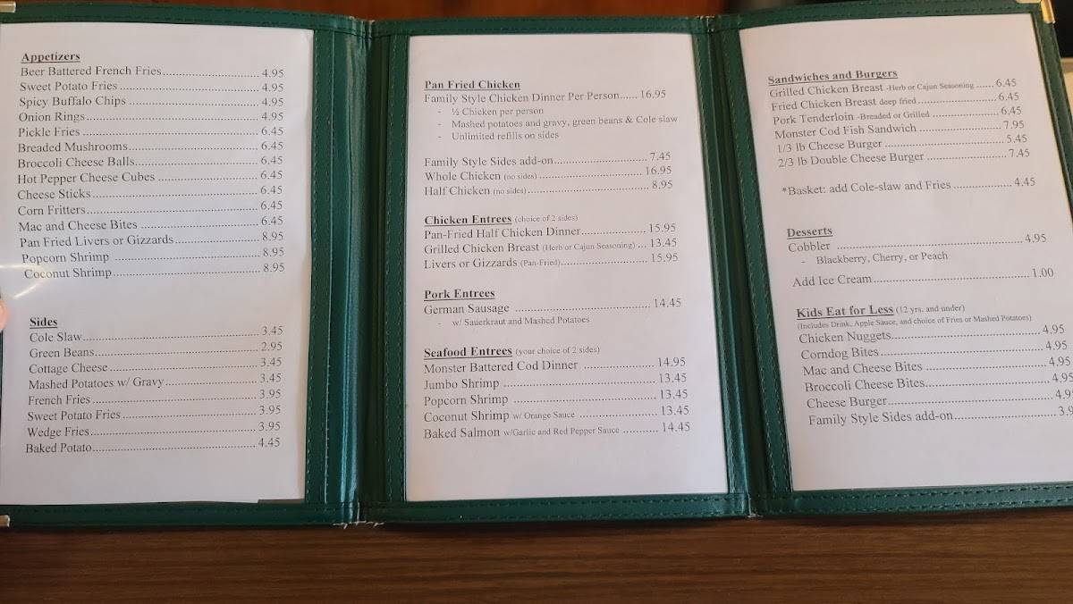 Menu at Wagner's Village Inn restaurant, Oldenburg