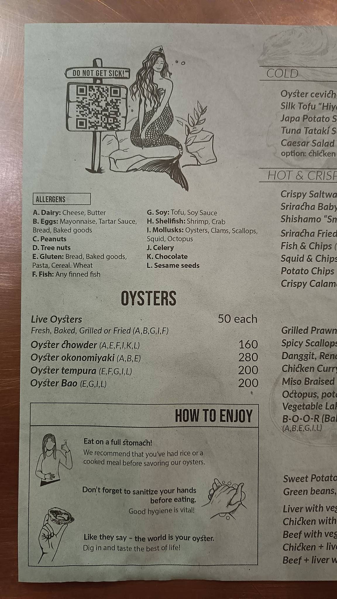 Menu at Wantusawa restaurant, Makati