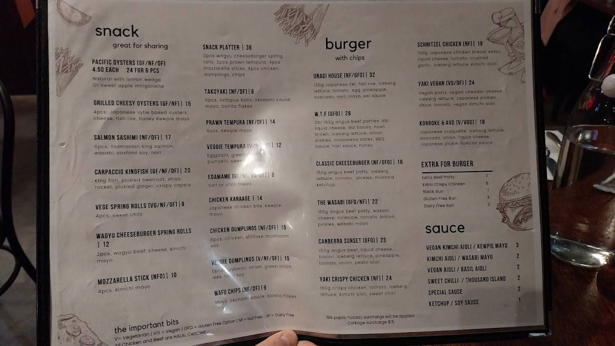 Menu at Yaki Boi Braddon restaurant, Braddon