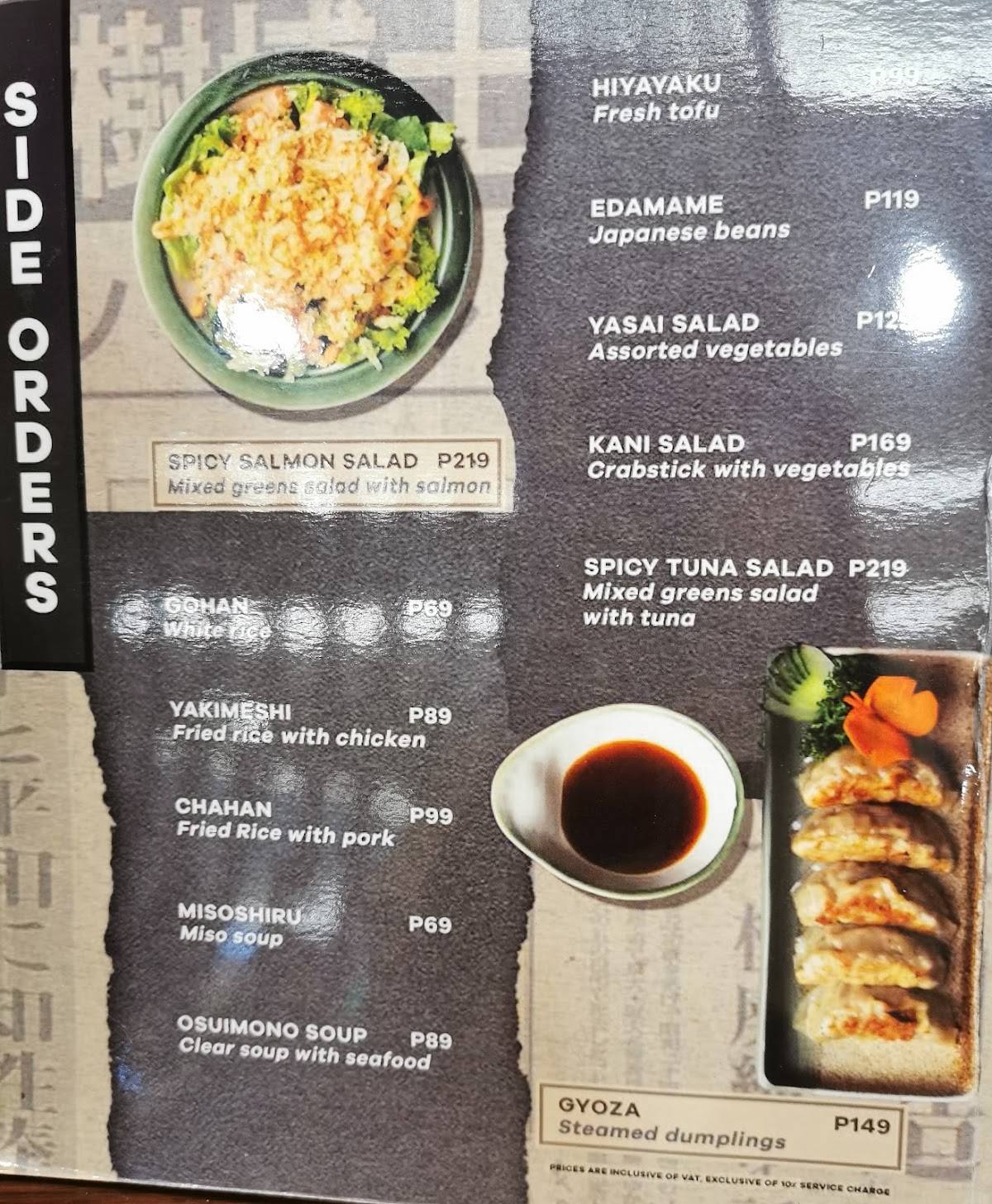 Menu at Yaku Japanese Grill restaurant, Mandaluyong, 5th Level The Podium