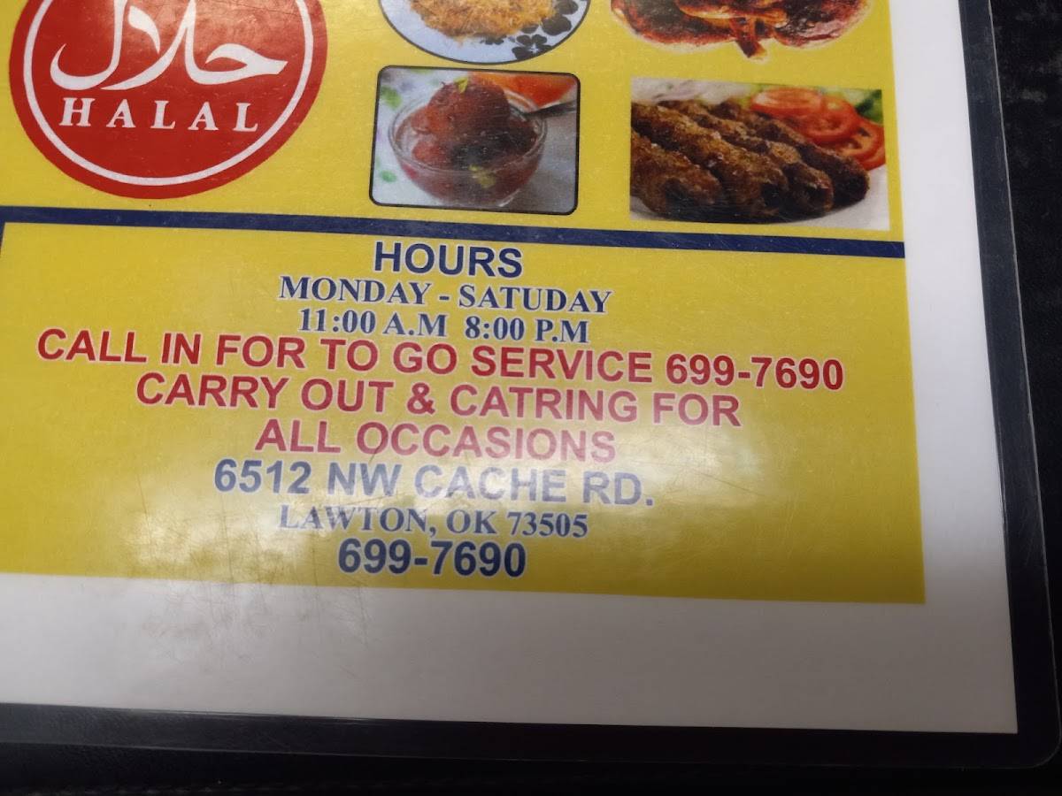 Menu at Zaiqa Authentic Pakistani Cuisine restaurant, Lawton, NW Cache Rd