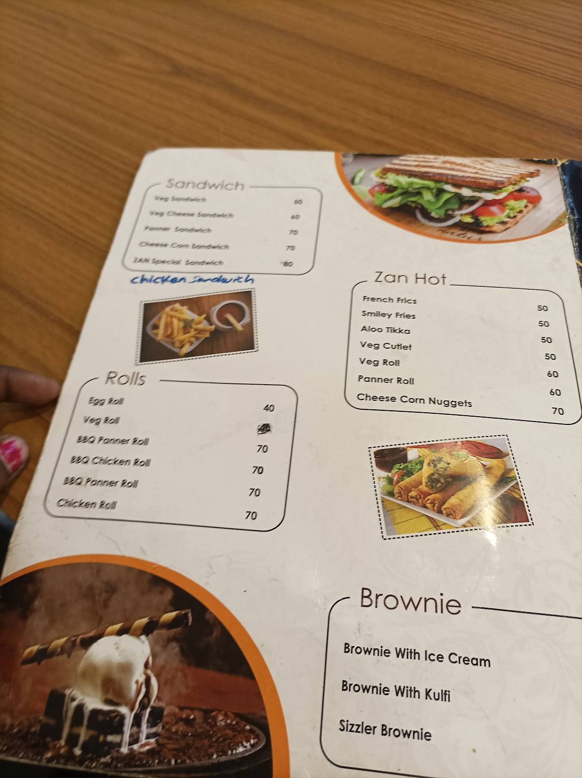 Menu at ZAN CAFE, Kaveripakkam