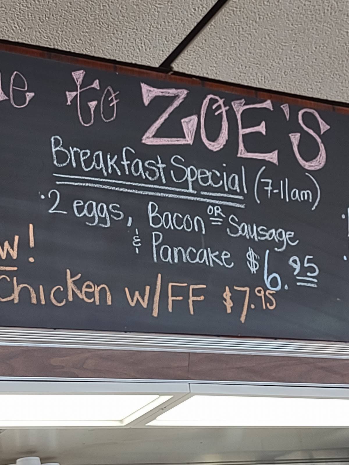Menu at ZOE'S FAMILY RESTAURANT, Winston-Salem
