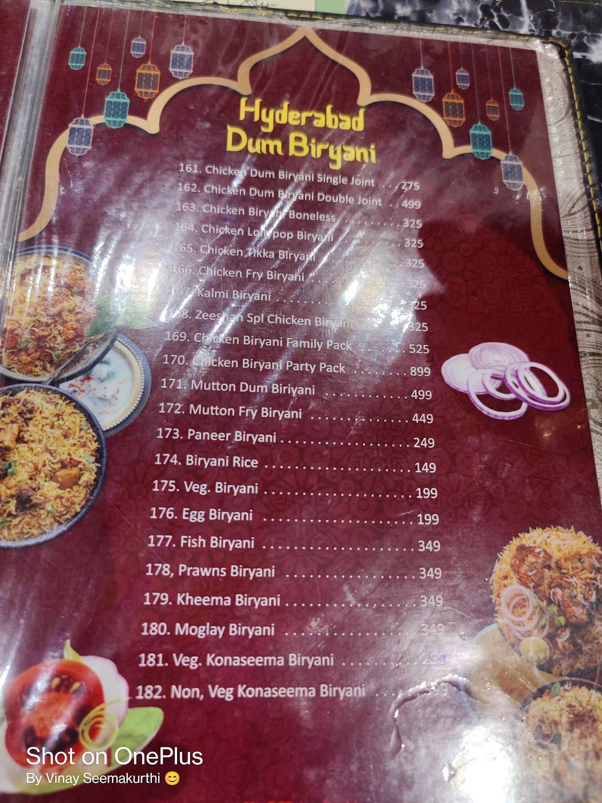 Menu at Zeeshan Restaurant - Apna Hyderabadi Food, Kakinada