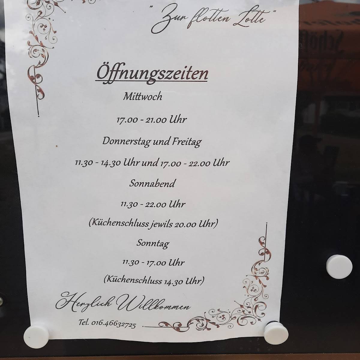 Speisekarte von Restaurant "Zur flotten Lotte", Kamern