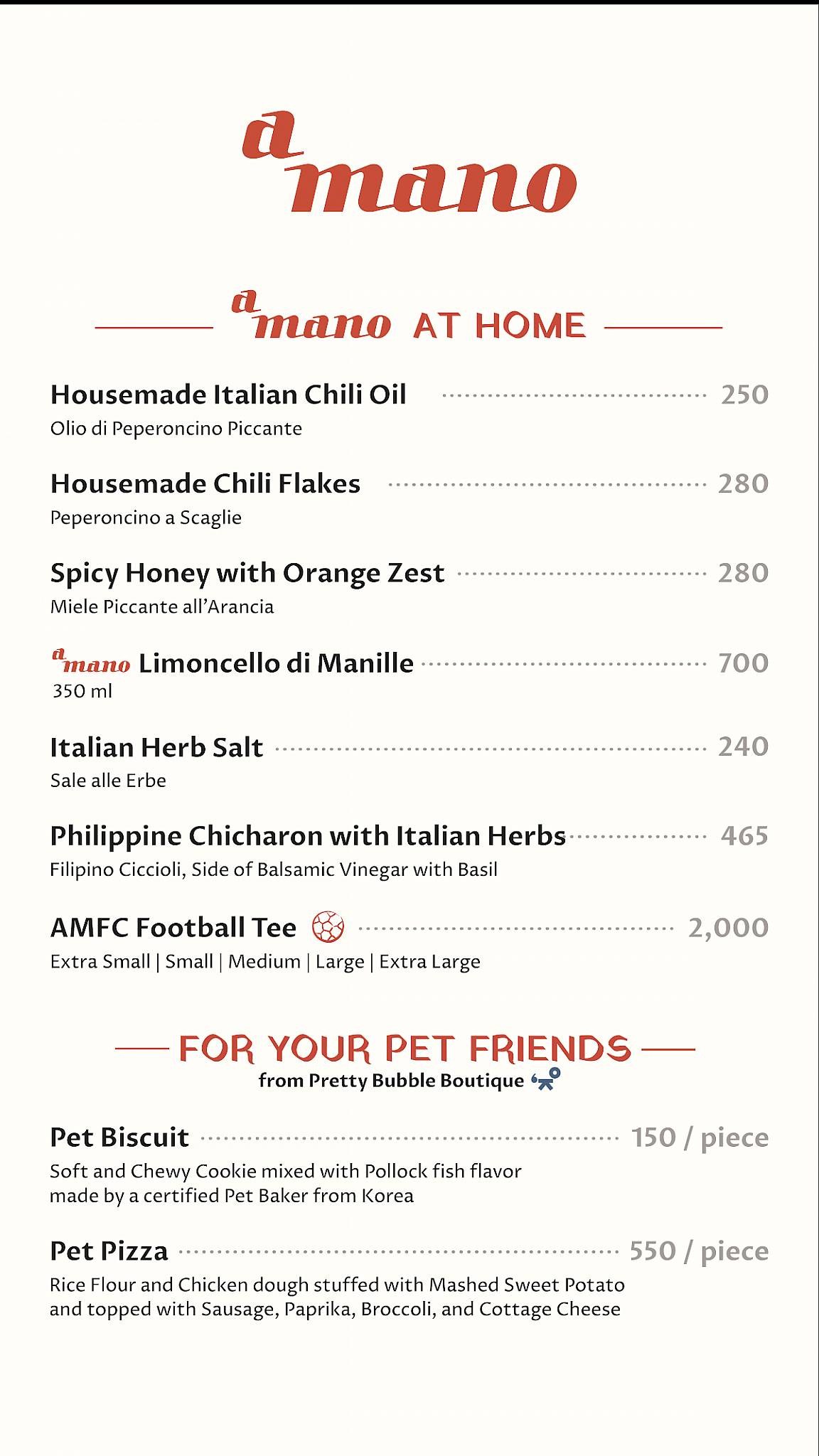 Menu at a mano Araneta City (Quezon City) restaurant, Quezon City