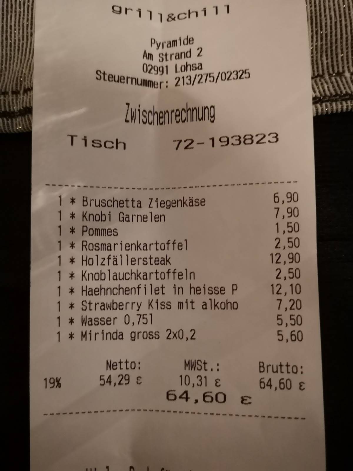 Speisekarte von grill&chill Pyramide restaurant, Lohsa