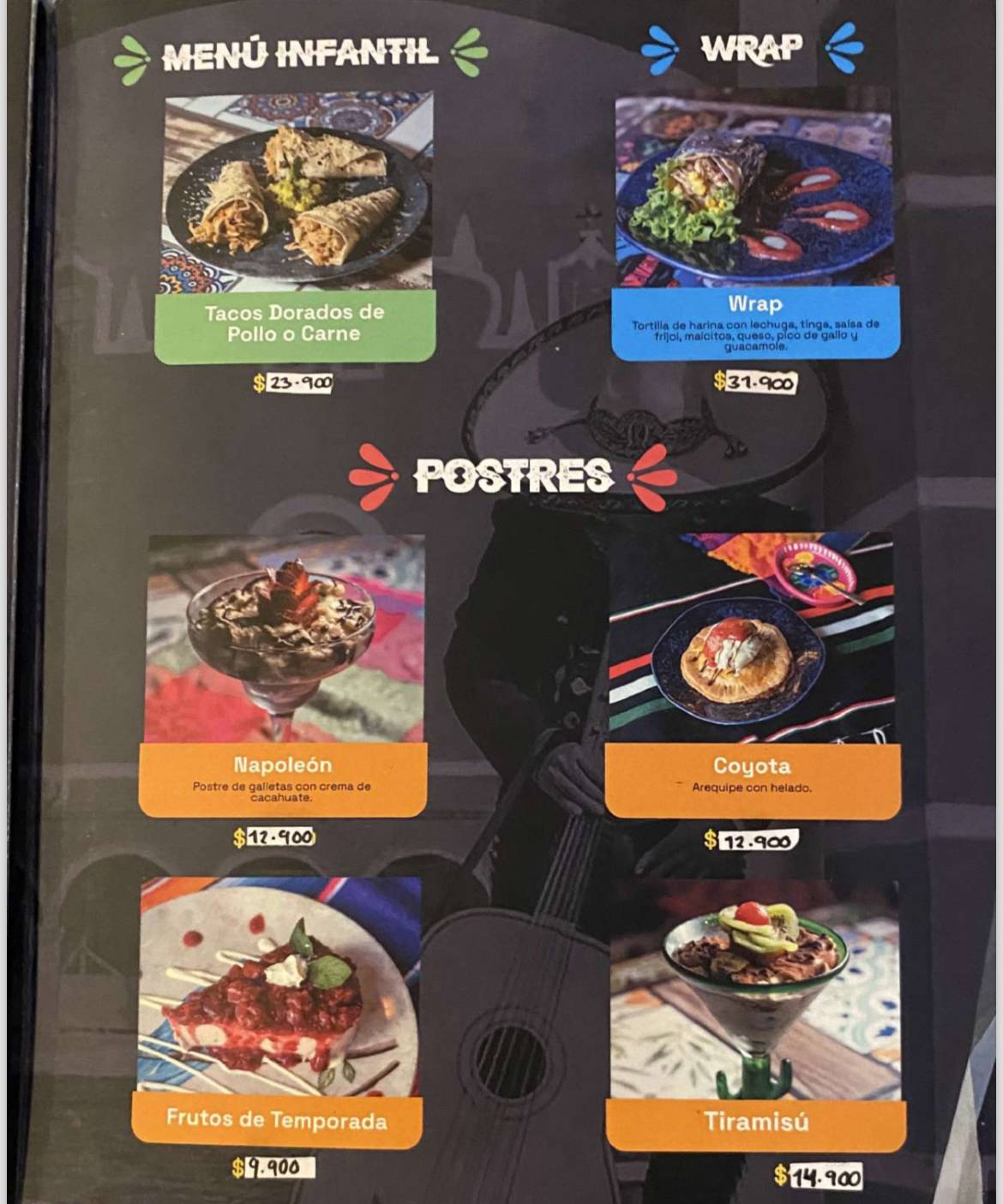 Carta de Restaurante ¡Ay! Chabela Antojitos Méxicanos, Jericó