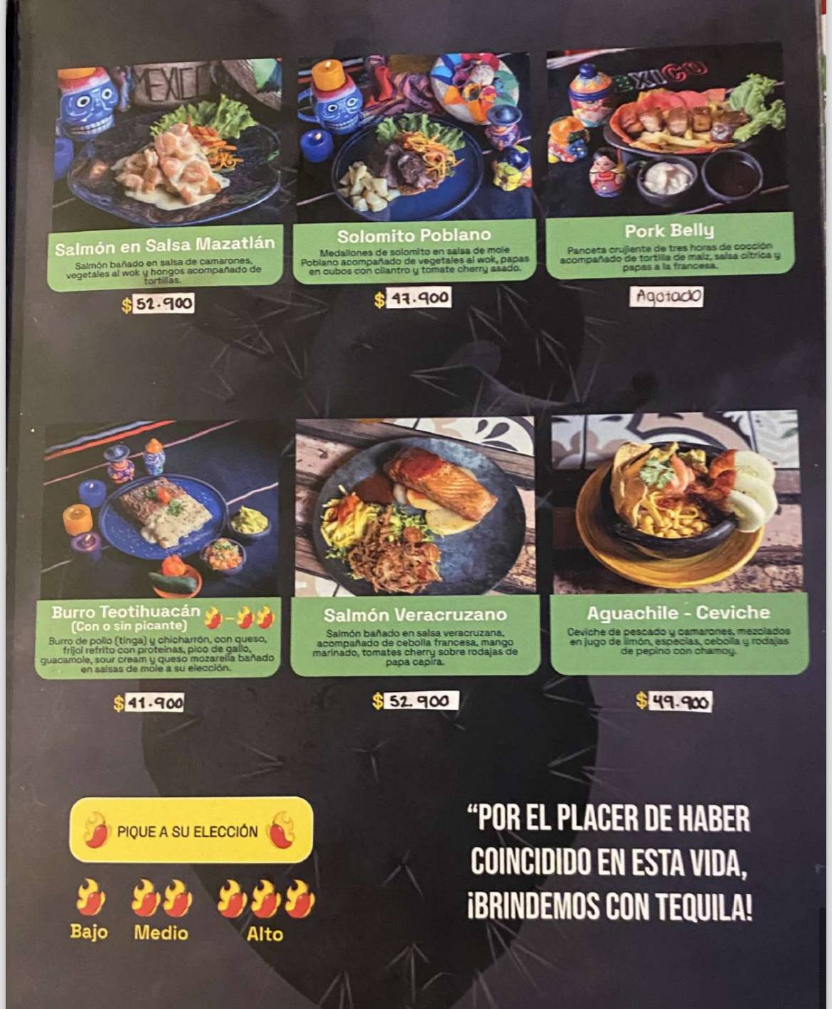 Carta de Restaurante ¡Ay! Chabela Antojitos Méxicanos, Jericó