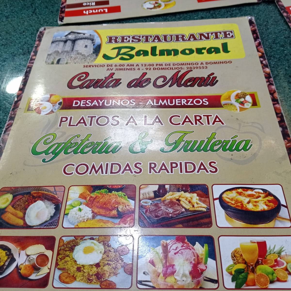 Menu at Restaurante Balmoral, Bogotá