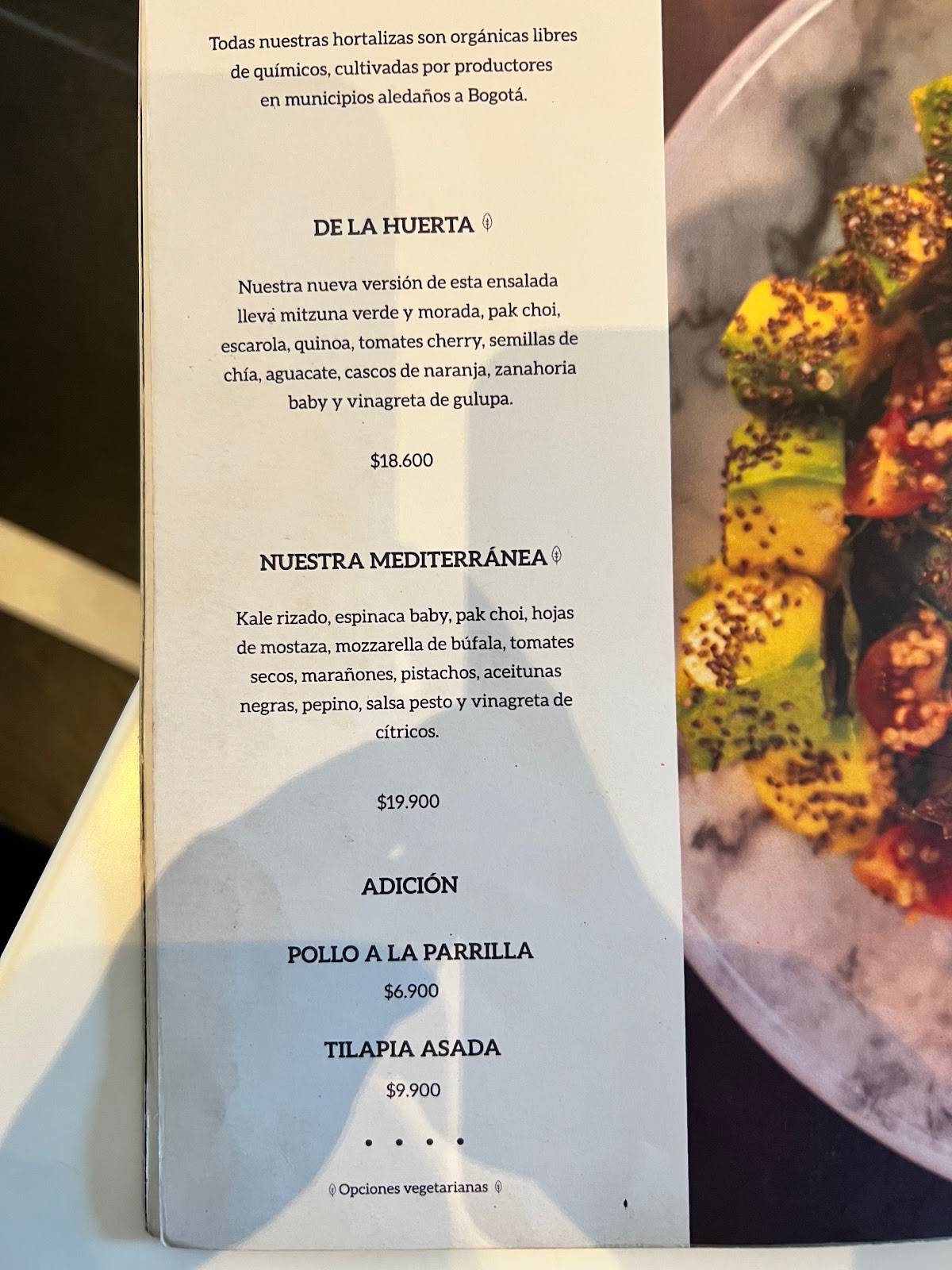 Carta de Restaurante Cafe de las letras - El Cubo, Bogotá