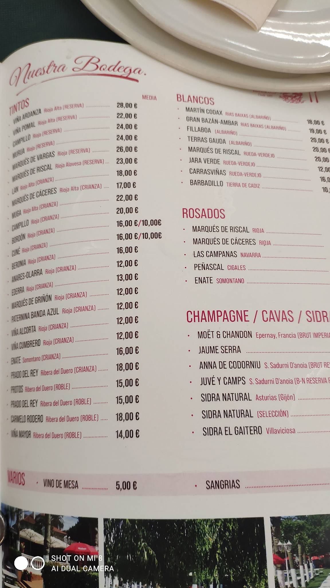 Carta de Restaurante Casa Arturo, Gijón, Calle del Prof. Pérez Pimentel