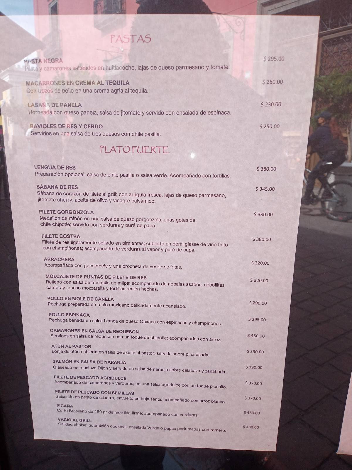 Menu at Restaurante Casa Luna, Tlaquepaque, Calle Independencia 211