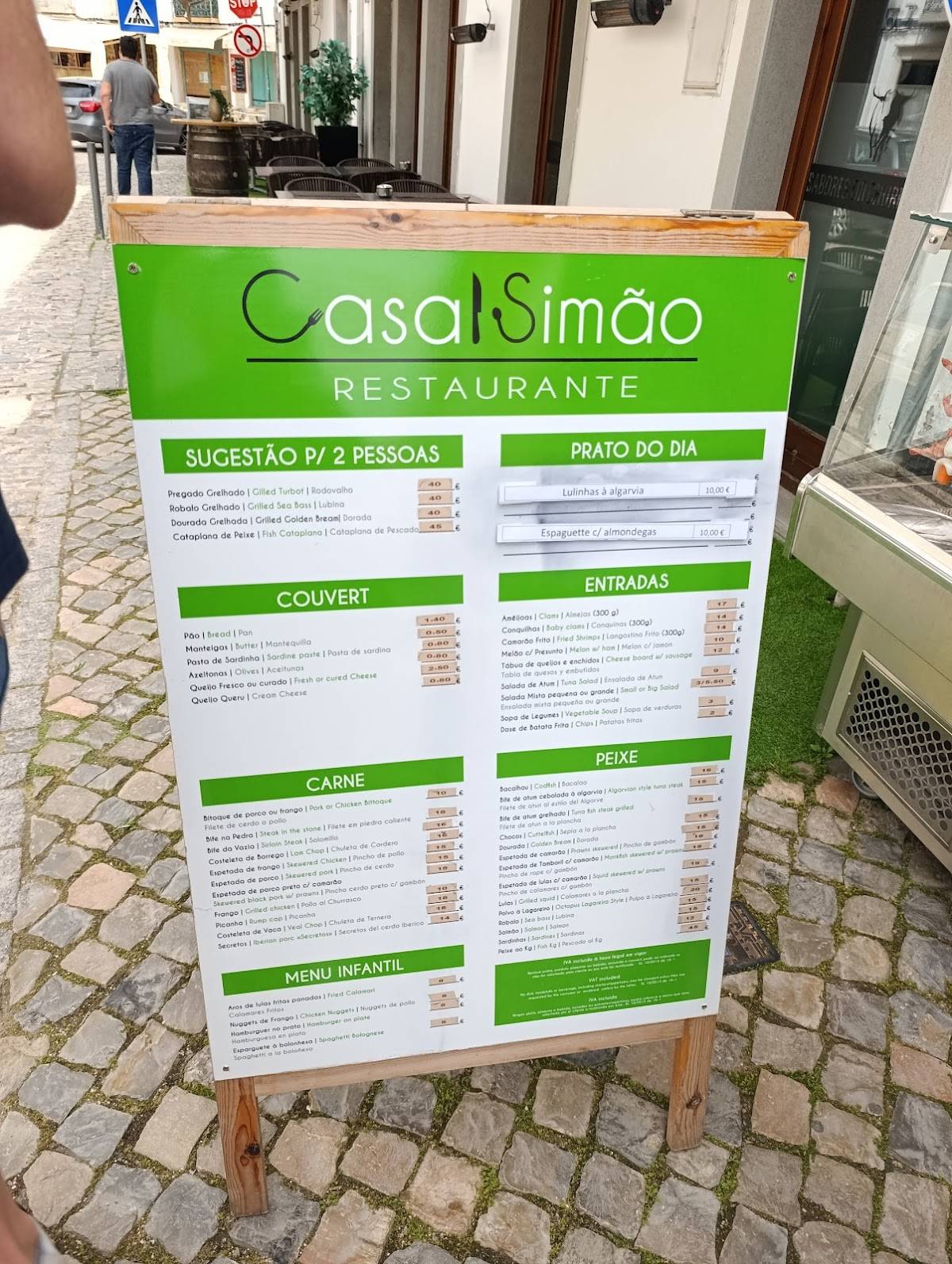 Menu at Restaurante Casa Simão, Tavira
