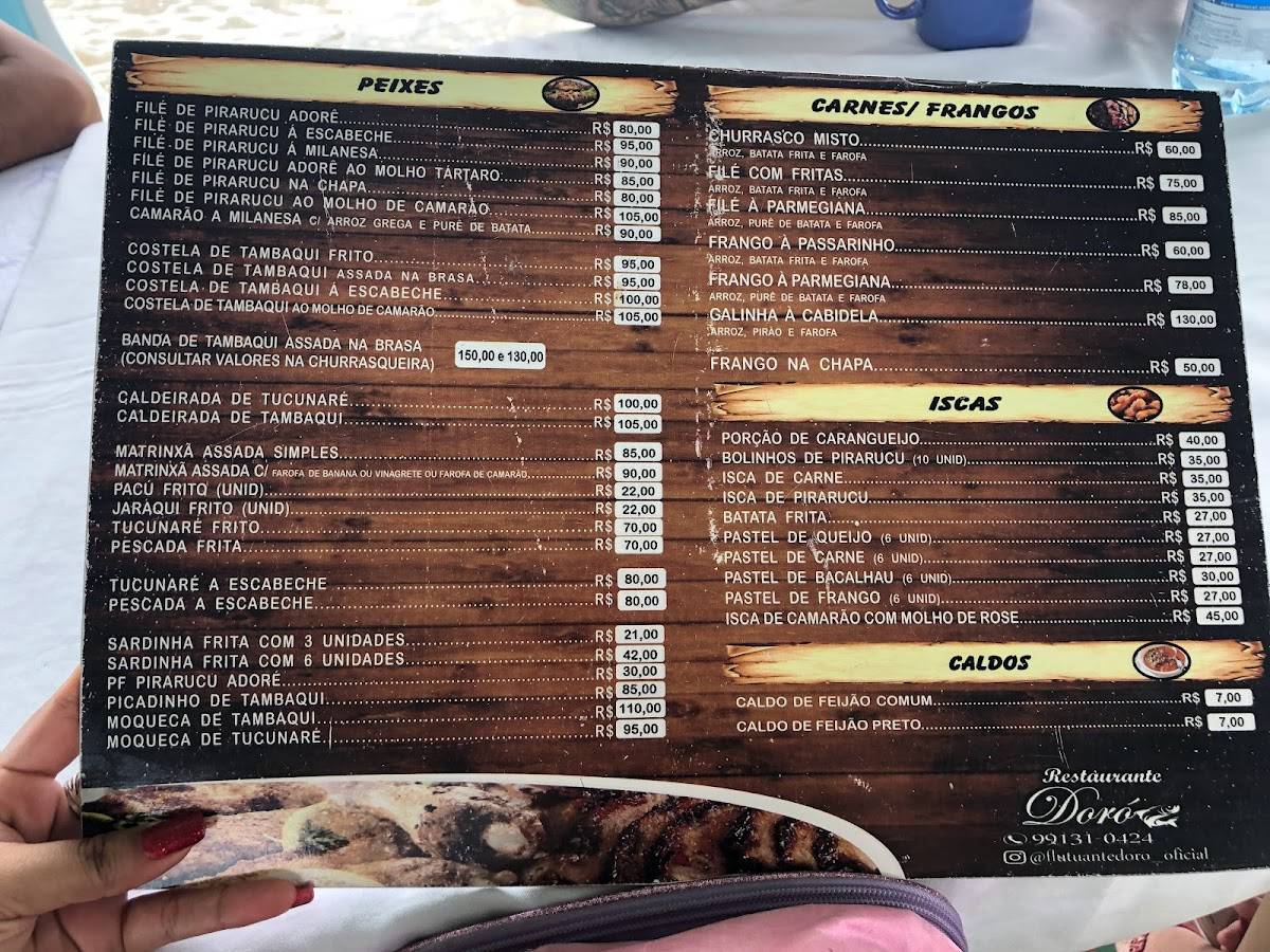 Menu em Restaurante da Doró, Manaus, Igarapé do Tarumã Açú s/n