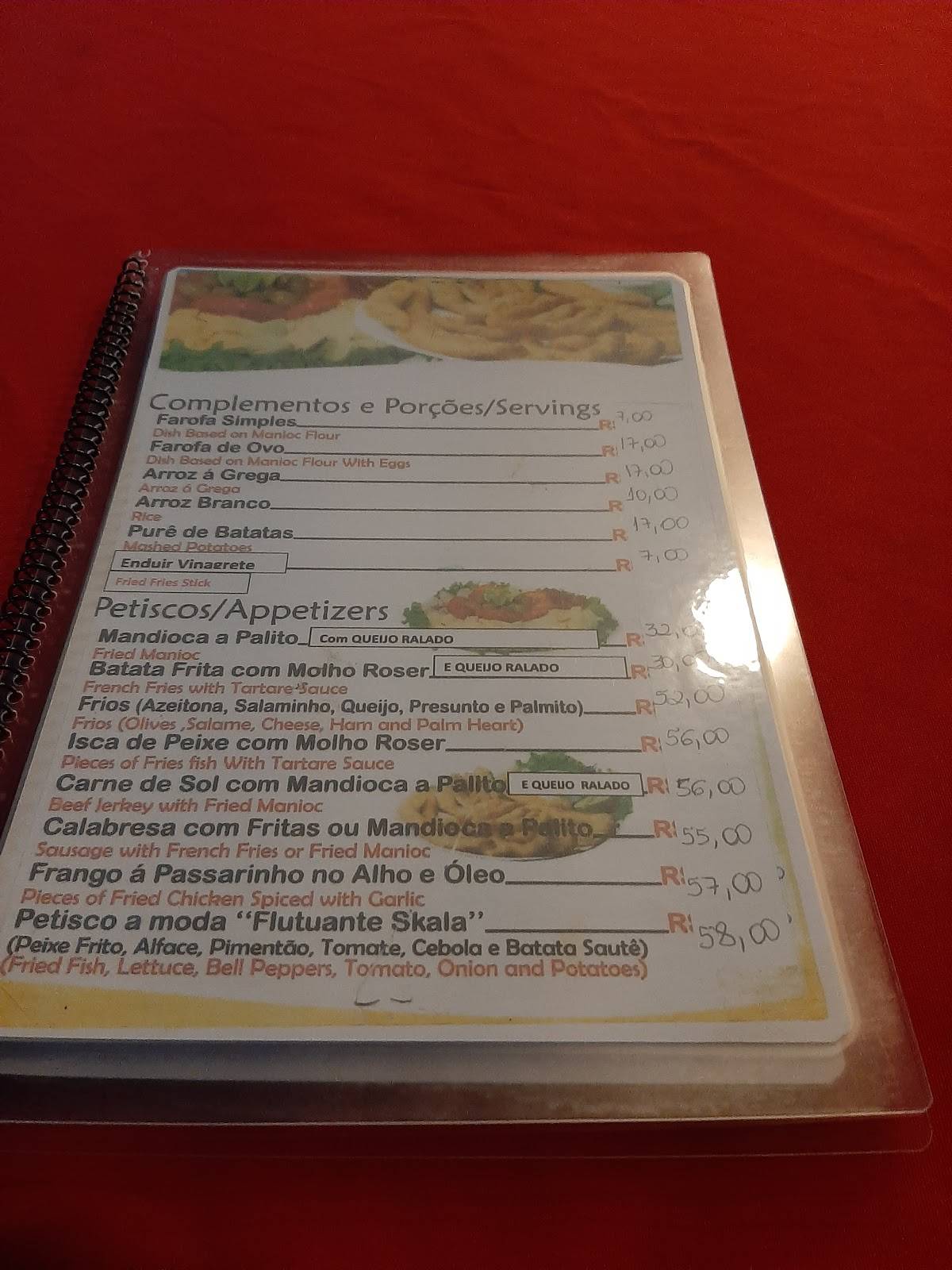 Carta de Restaurante Flutuante Skala, Marabá