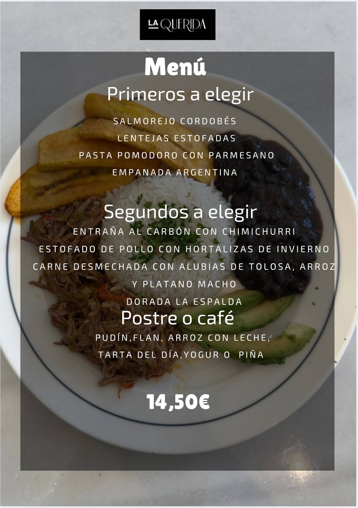 Carta de Restaurante La Querida, Pozuelo de Alarcón