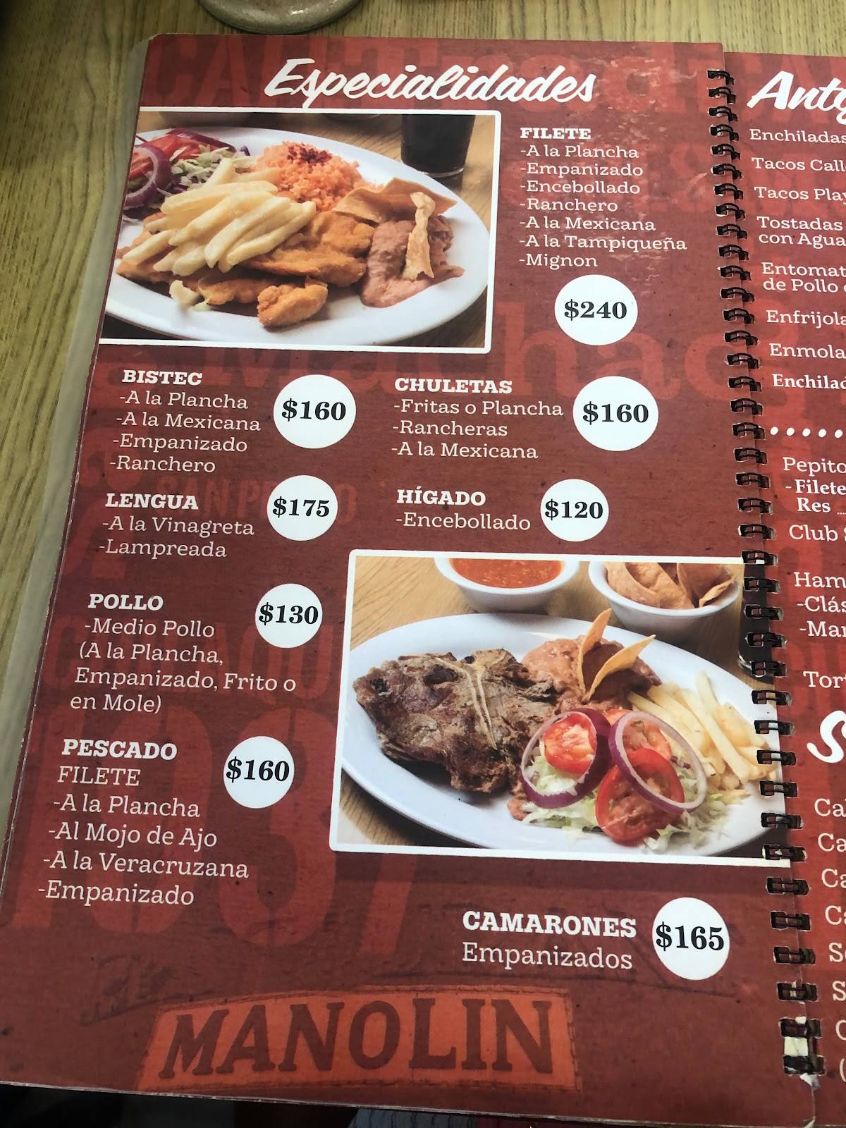 Menu at Restaurante Manolín - Madero, Monterrey, Av. Francisco I ...