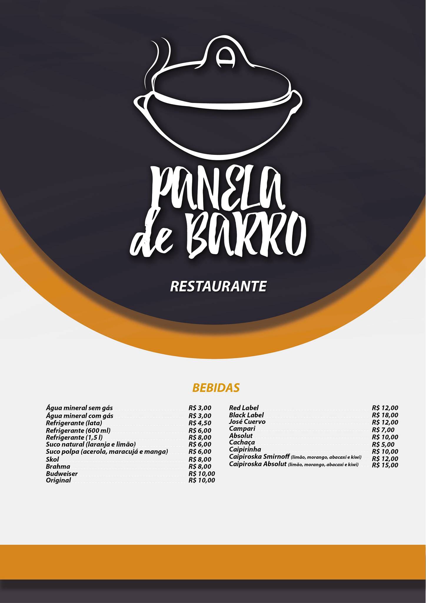 Carta de Restaurante Panela de Barro, Guarapari