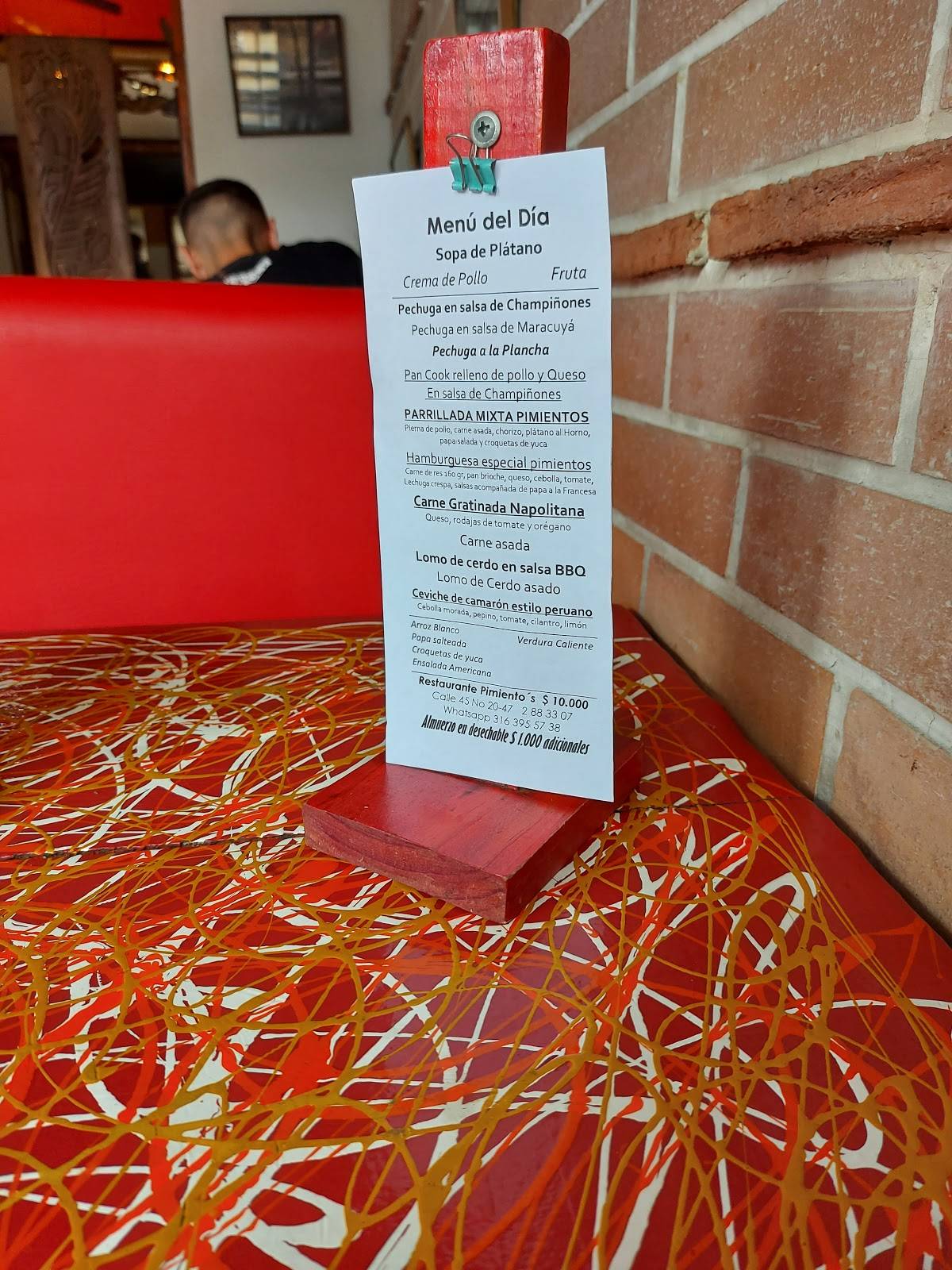 Carta de Restaurante Pimiento's, Bogotá, Ac. 45 #47