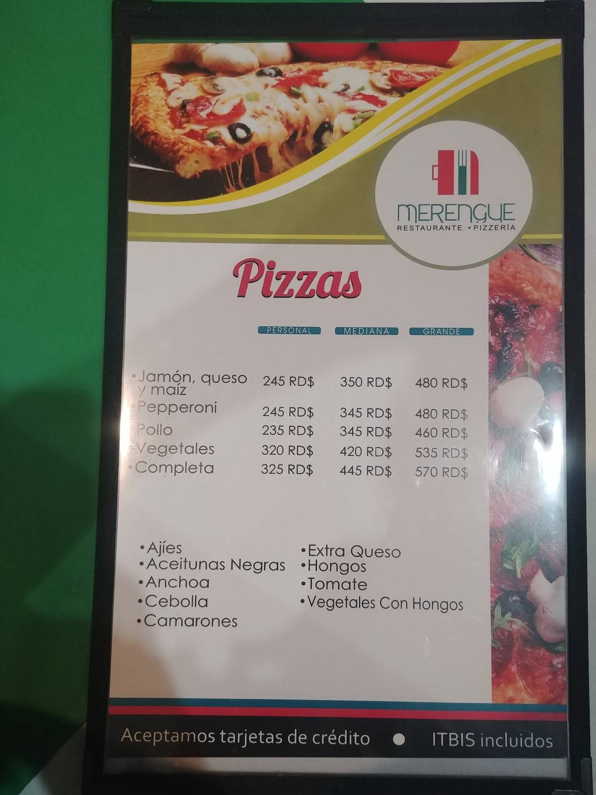Carta de Restaurante Plaza Merengue, Bonao, WHWR+XP5