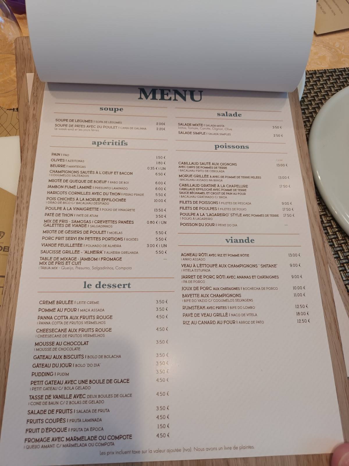 Menu at Restaurante Rocha, Abragão, Av. da Quintela 629