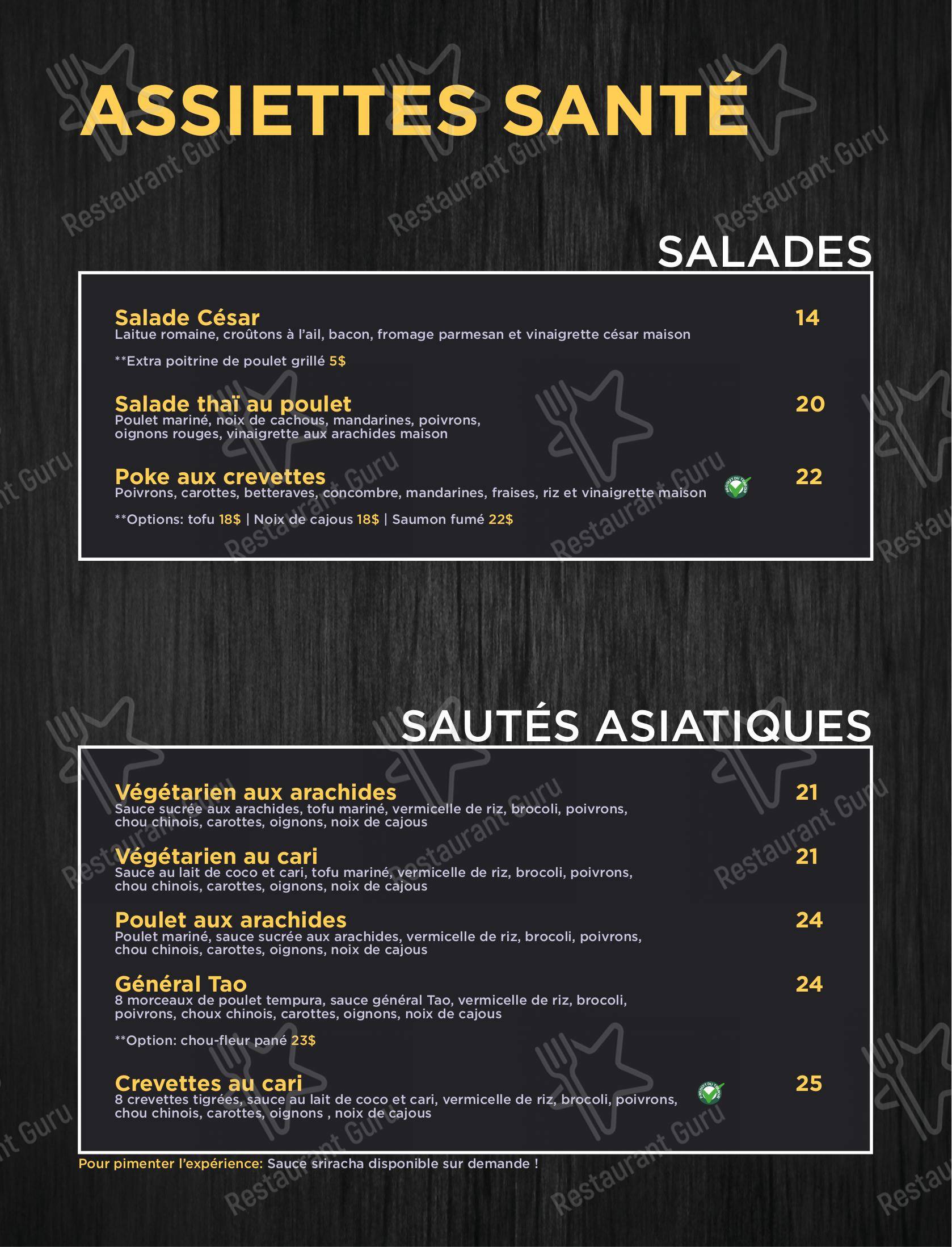 Menu au Resto-Pub Le Saint-Pascal, Saint-Pascal
