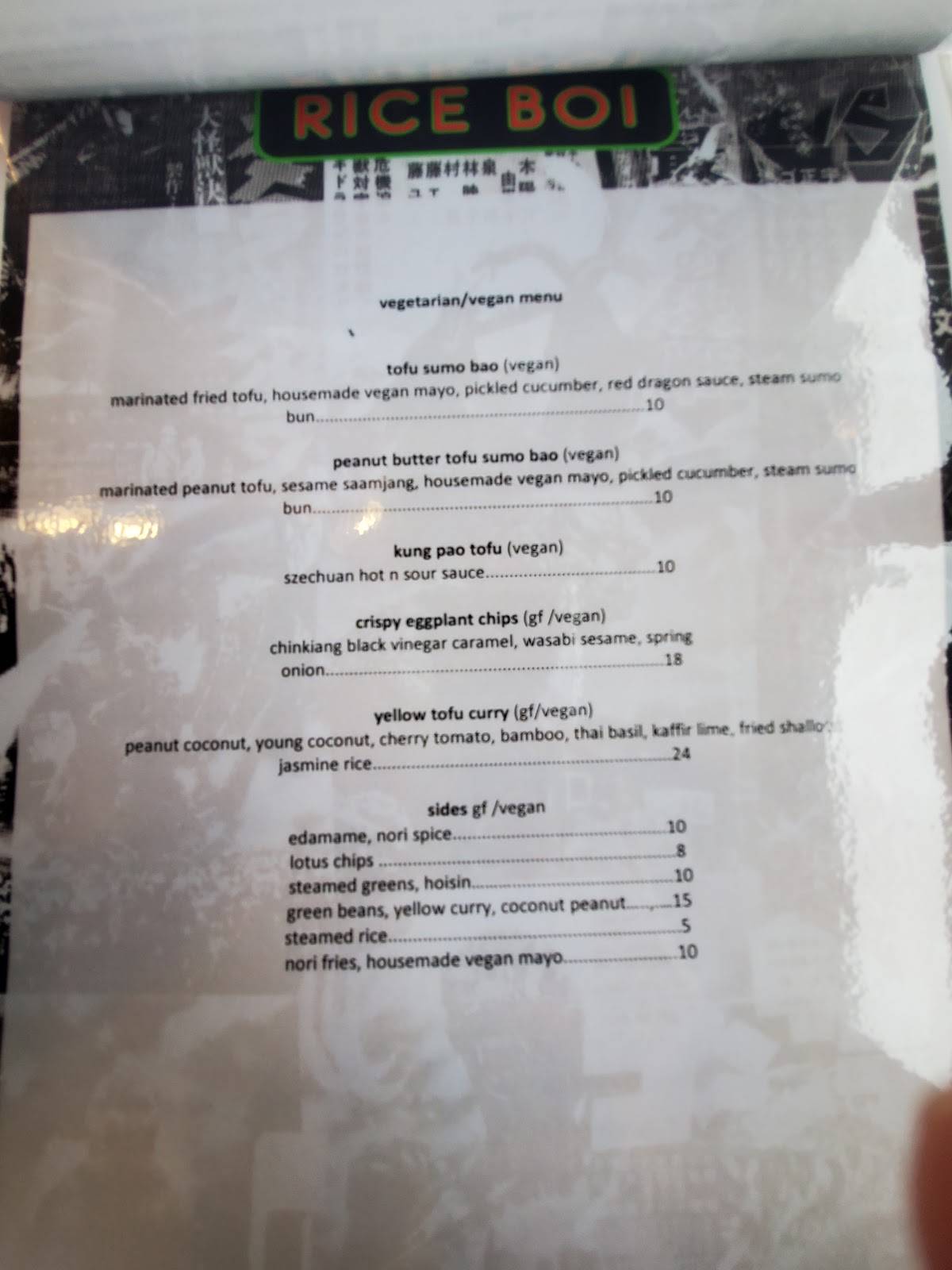 Menu at Rice Boi restaurant, Mooloolaba