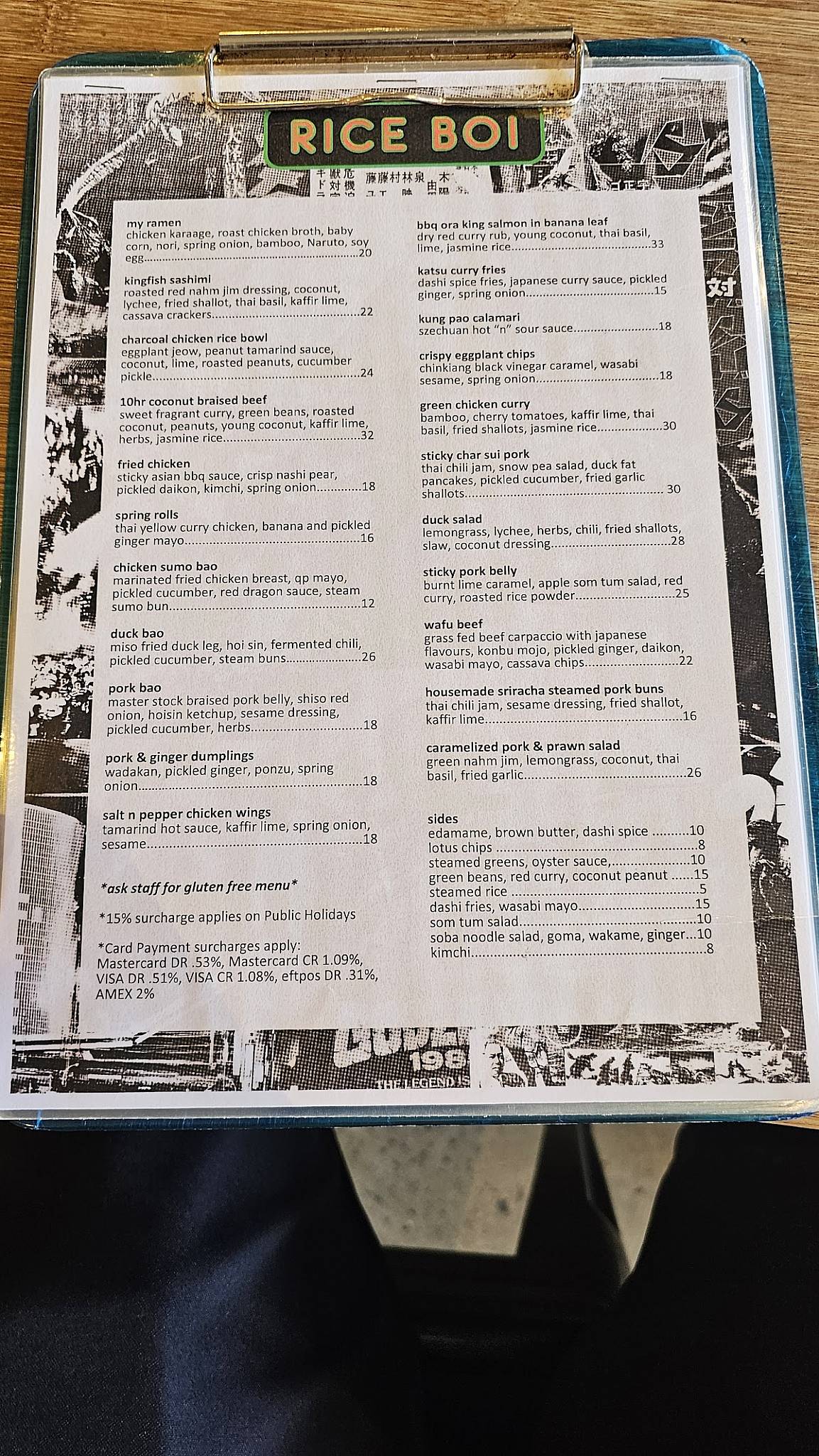 Menu at Rice Boi restaurant, Mooloolaba