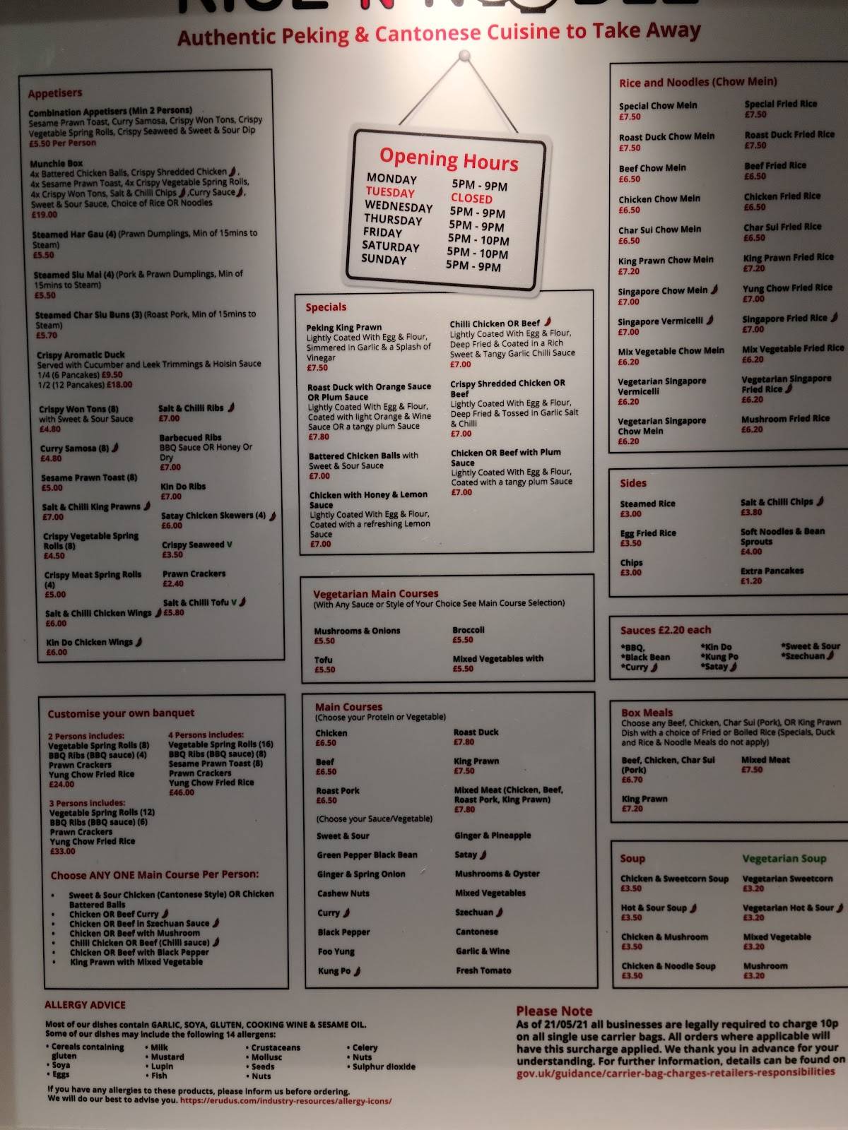 Menu at Rice N Noodle restaurant, Lytham Saint Annes